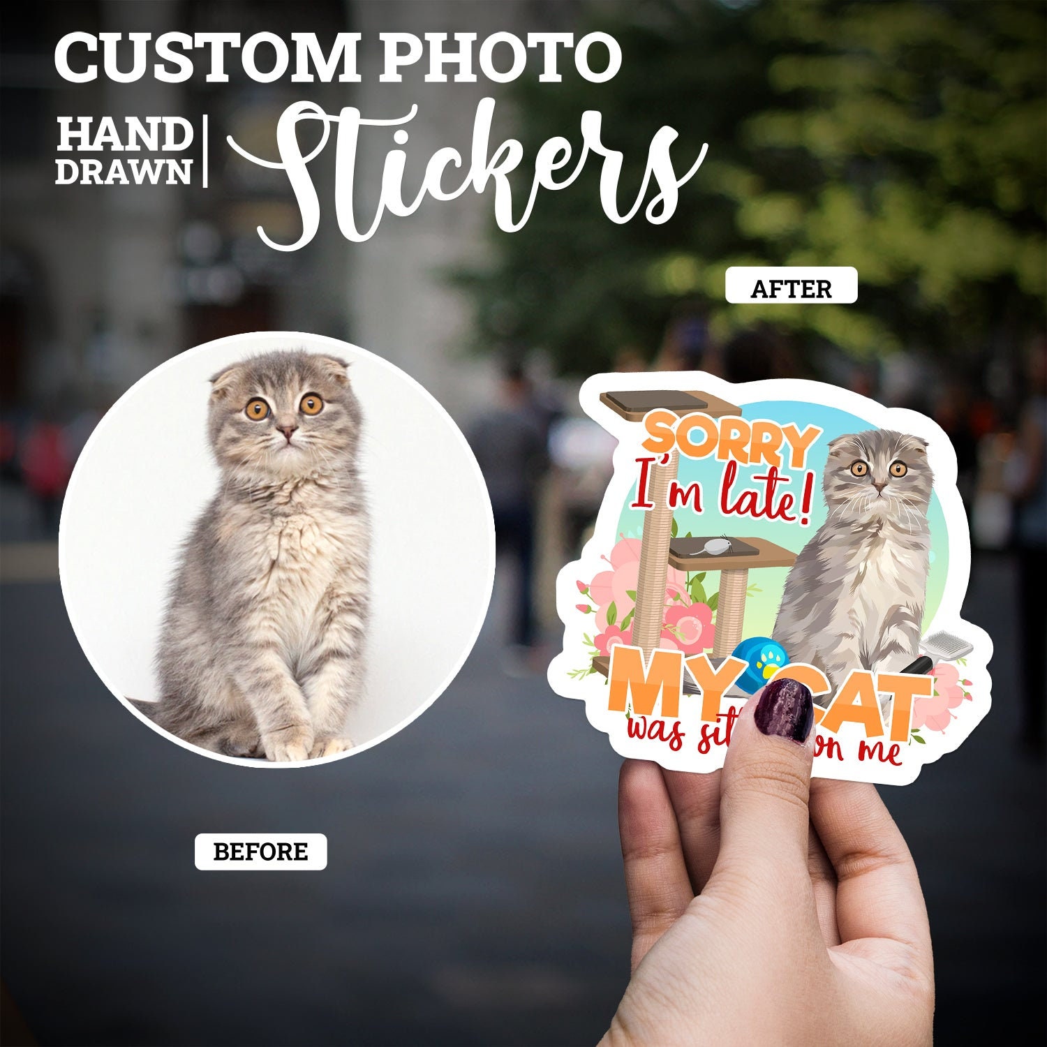 Custom Cat Stickers Feline Cartoon Drawings Gift Ideas for - Etsy