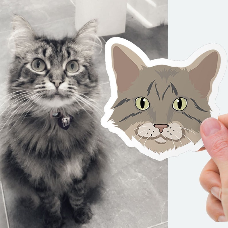 Custom Cat Stickers Hand Drawn Cat Face Stickers Cat Head - Etsy