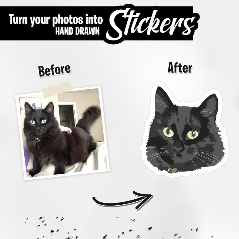 Custom Cat Stickers Hand Drawn Cat Face Stickers Cat Head - Etsy