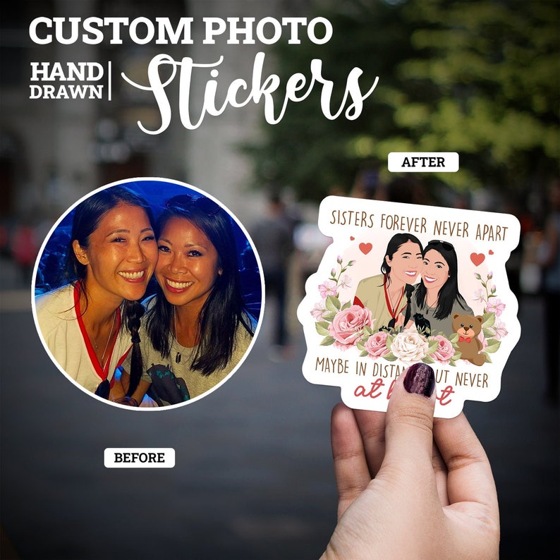 Drawing for Your Sister, Custom Sister Sticker, Sticker Sisters Forever ...