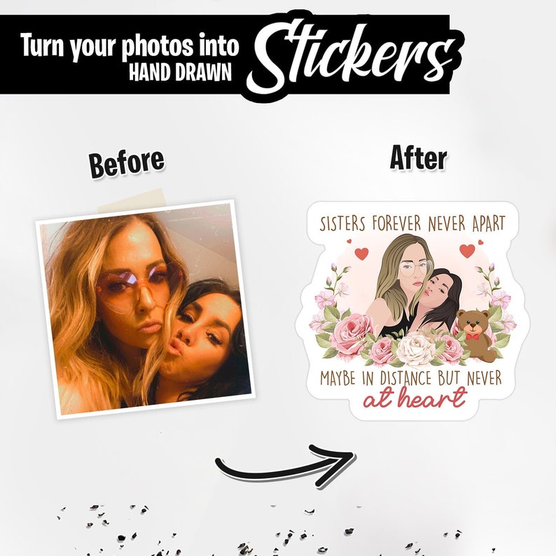 Drawing for Your Sister, Custom Sister Sticker, Sticker Sisters Forever ...