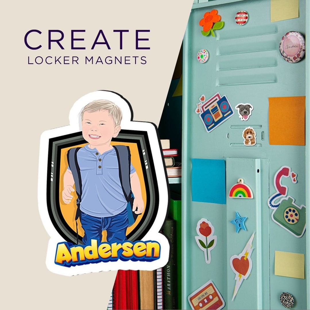 Custom School Locker Magnets - Hand Drawn | School Magnets, Locker ...