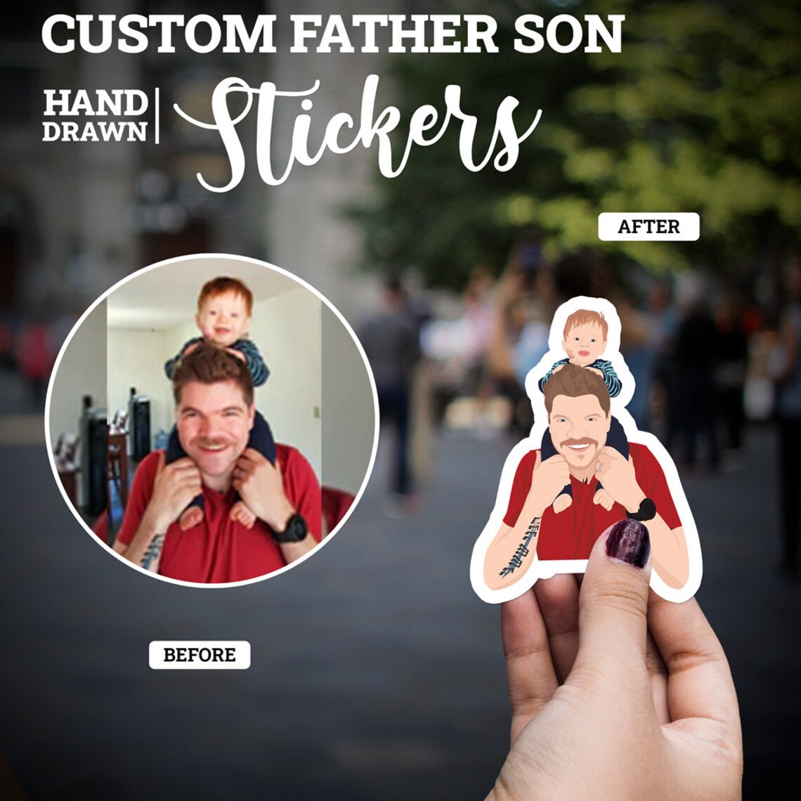 Custom Father and Son Stickers Father and Son Cartoon - Etsy