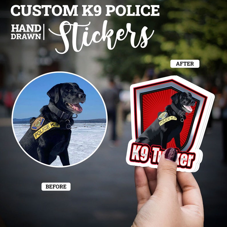 Custom Police K9 Stickers Hand Drawn - Etsy