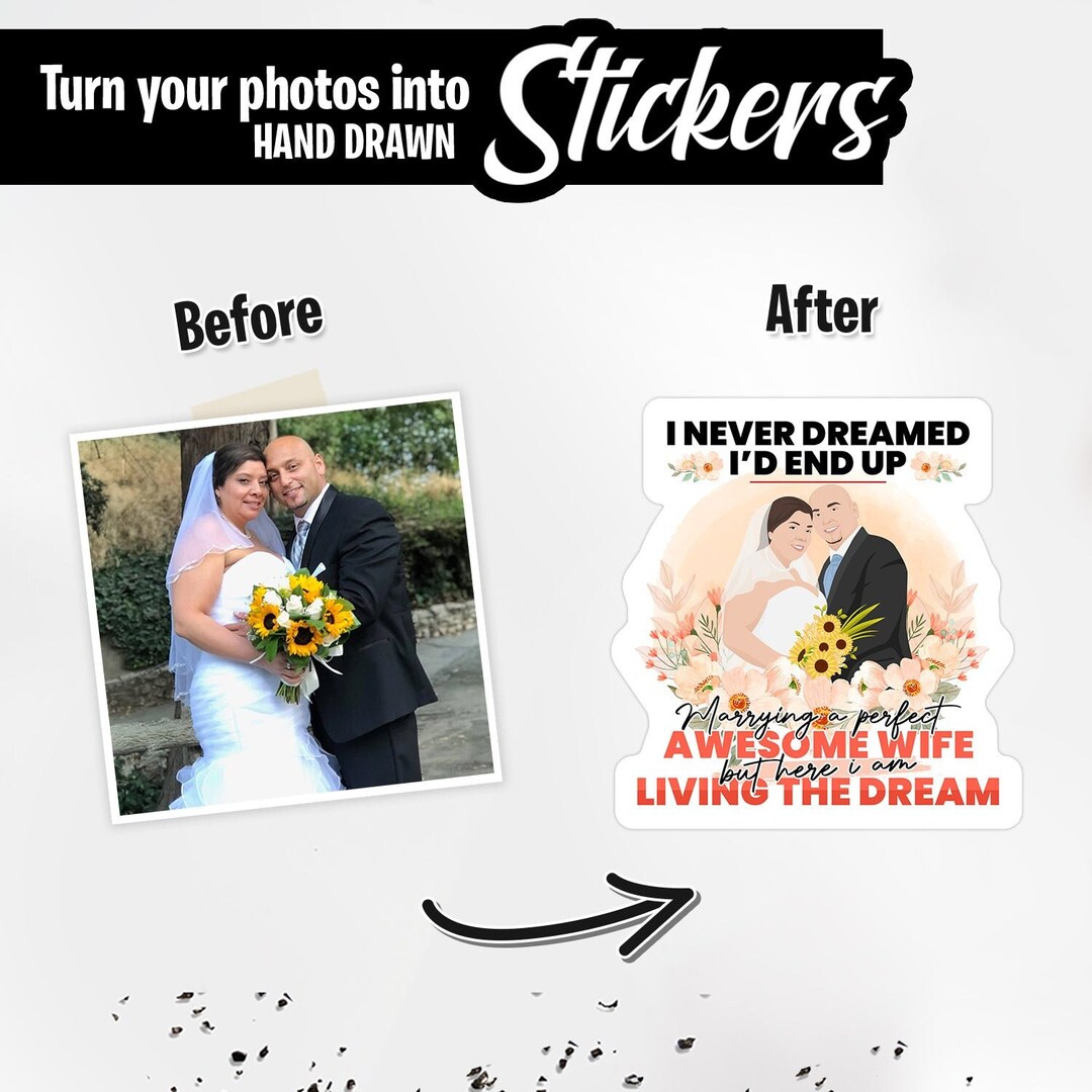 Custom Just Married Sticker, Photo Sticker Just Married, Just Married ...