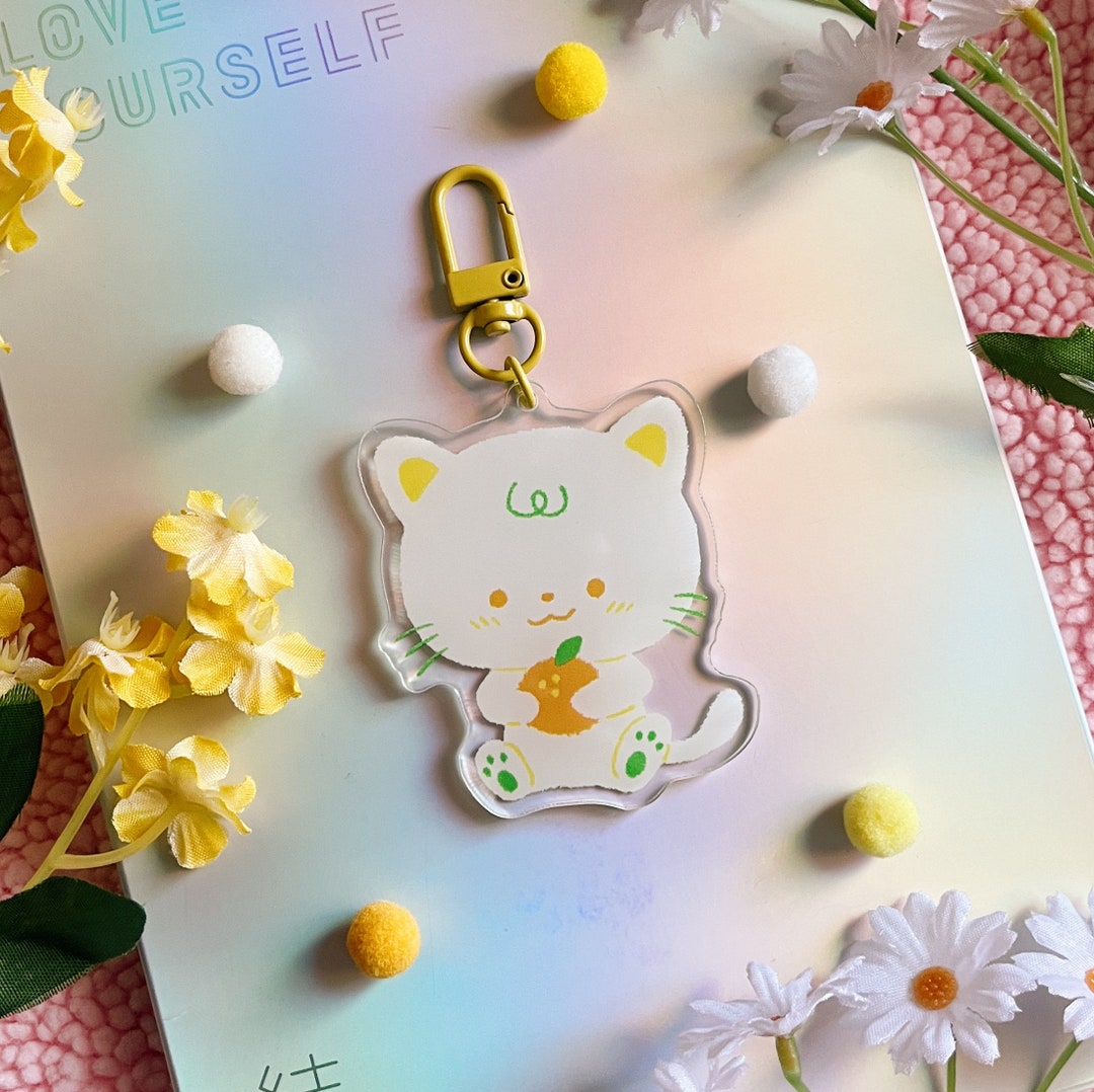 Tangerine Cat Acrylic Keychain - Etsy