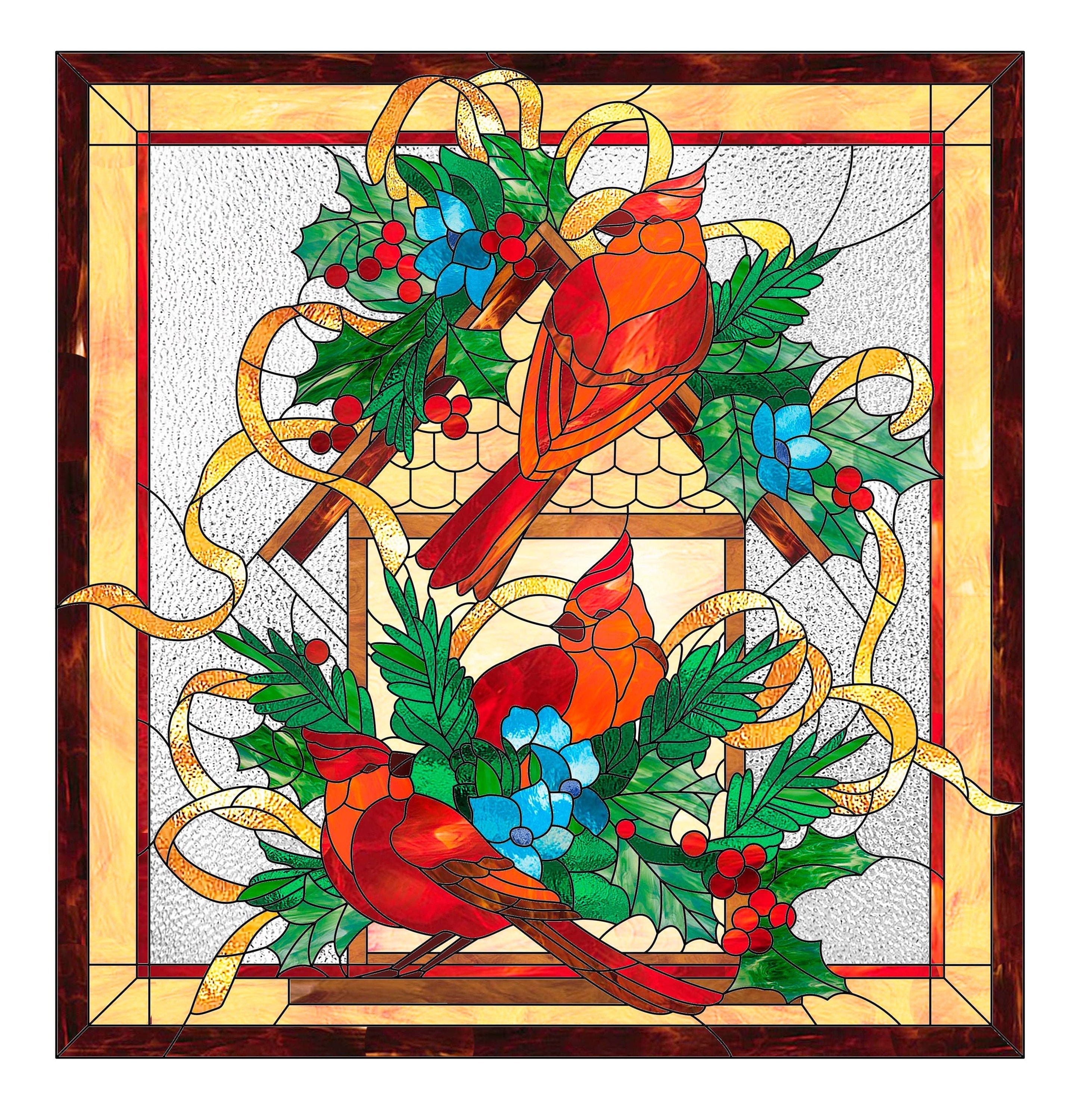 Stained Glass Cardinal Pattern Christmas Stain Glass Patterns Etsy