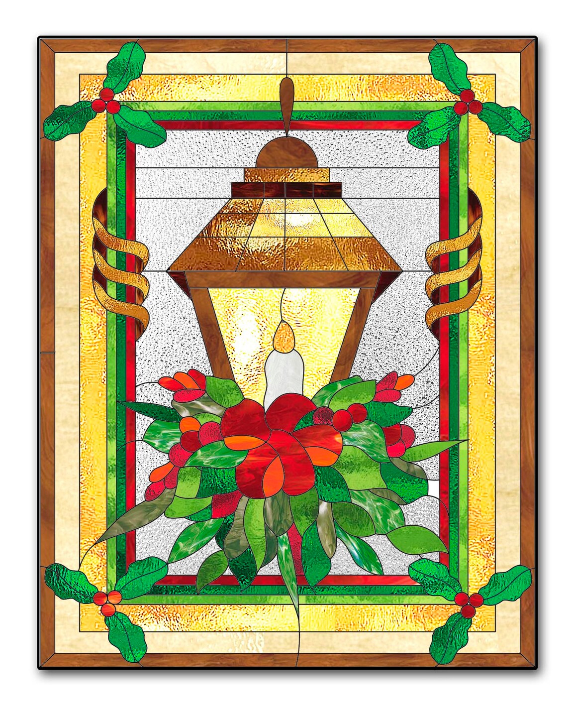 Christmas Stained Glass Pattern Stain Glass Candle Pattern To Etsy