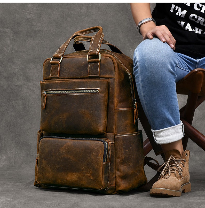 Leather Backpack Menmen Leather Backpackleather Bag Men Men - Etsy