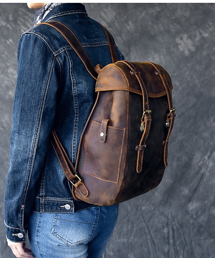 Leather Backpack Menmen Leather Backpackleather Bag Men Men - Etsy
