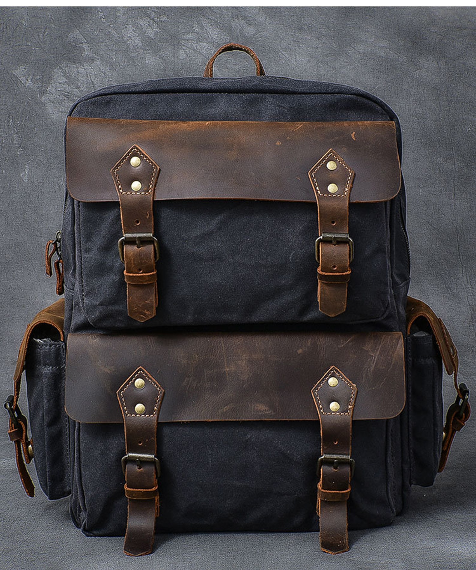 Canvas Backpack Men Leather Backpack Leather Bag Men Leather Bag Men ...