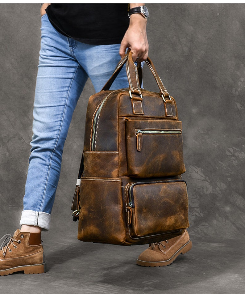 Leather Backpack Menmen Leather Backpackleather Bag Men Men - Etsy