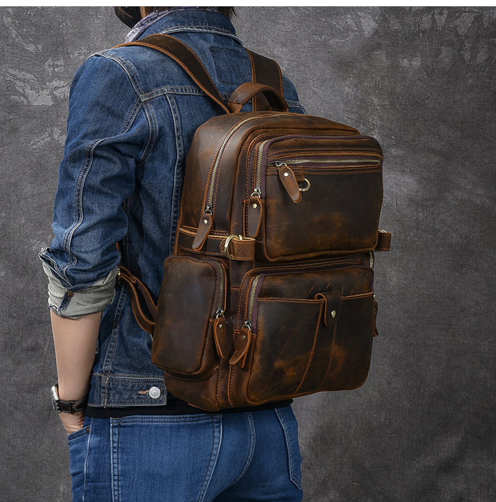 Leather Backpack Menmen Leather Backpackleather Bag Men Men - Etsy