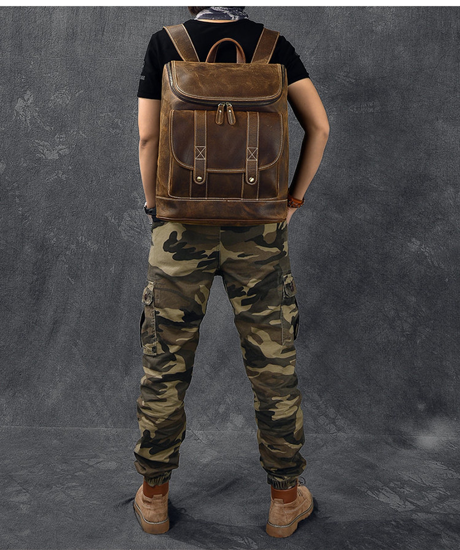 Personalized Leather Backpack Men,men Leather Backpack,leather Bag Men ...