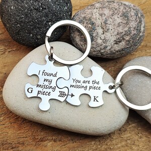 Personalized Puzzle Keychain Custom Steel Anniversary Gifts Couple ...