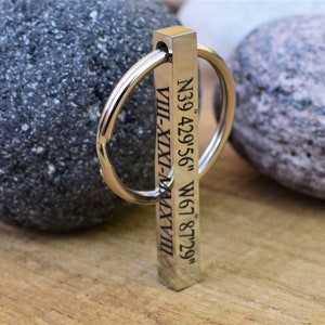 Personalised Bar Keychain Men Black Keychain 3D Bar Key Chain Custom ...