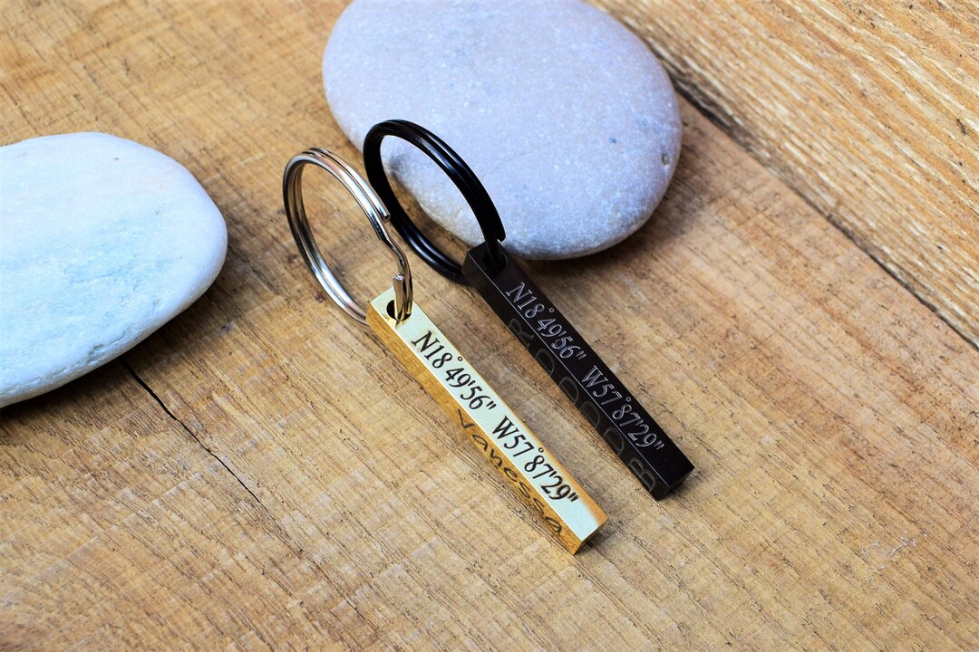 Personalized Coordinates Keychain Custom Couples Distance Keychain ...
