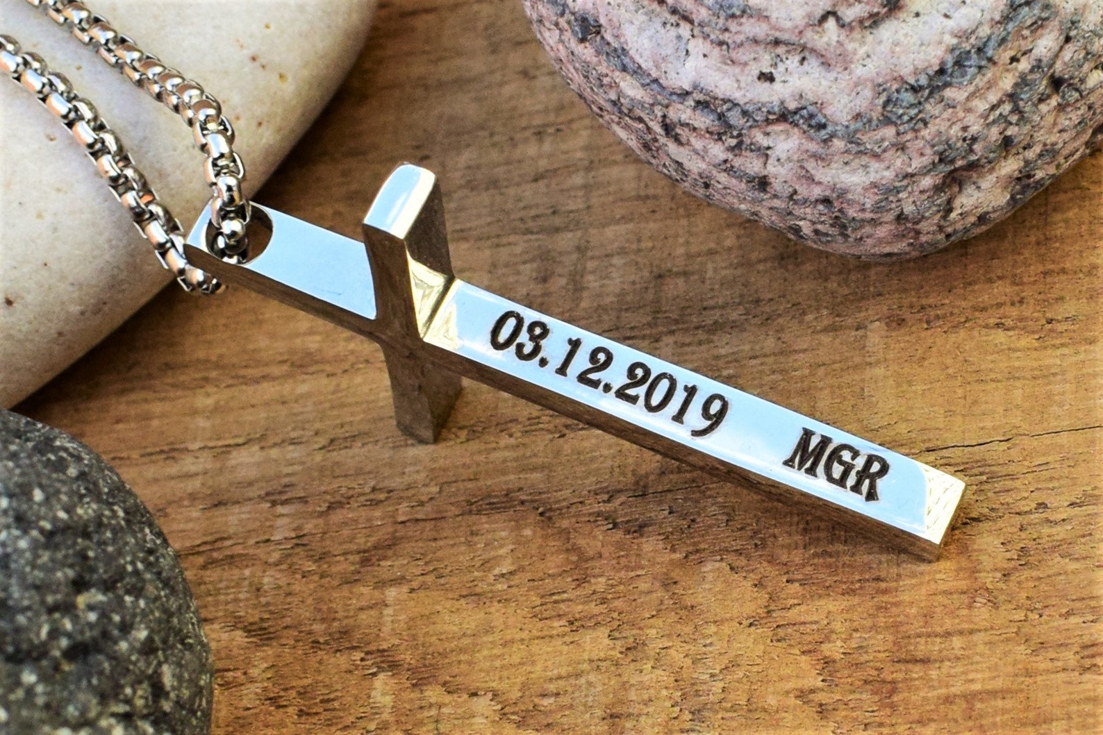 Personalized Cross Necklace Men Personalised Engraved Cross | Etsy