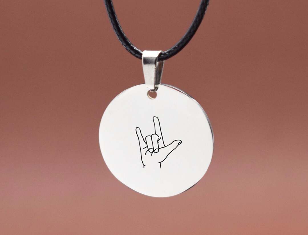 Custom Engraved ASL 'I Love You' Stainless Steel Pendant Necklace - Etsy