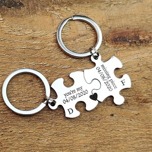 Personalized Puzzle Keychain Custom Steel Anniversary Gifts Couple ...