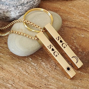 Personalized Couple Necklace Couple Necklaces Set of 2 Relationship ...