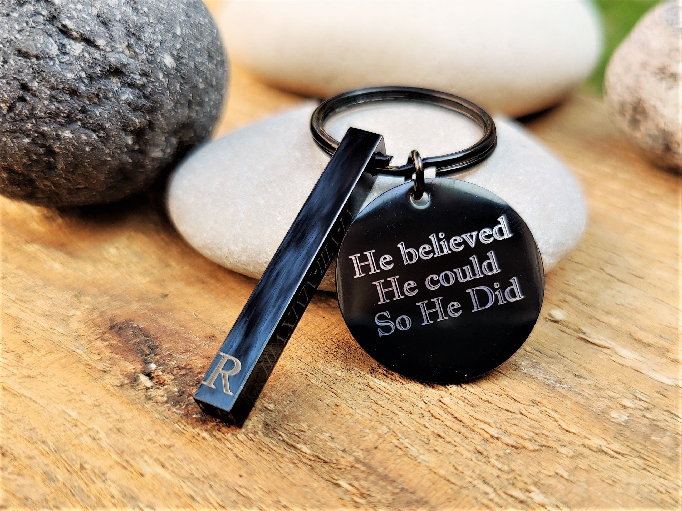 Personalized Keychain Men Black Keychain Custom Engraved - Etsy