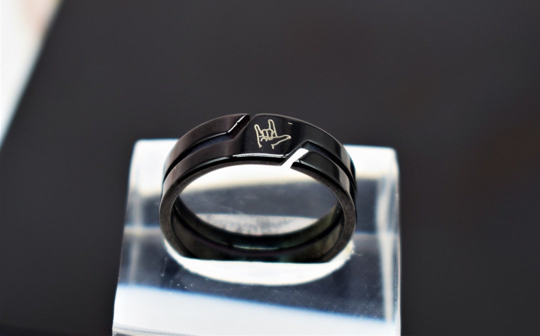 Asl Gift I Love You Sign Language Ring Asl Jewelry Personalized Unisex ...