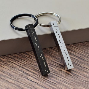 Custom Morse Code Keychain Steel Bar Key Chain Secret Message Keyring ...