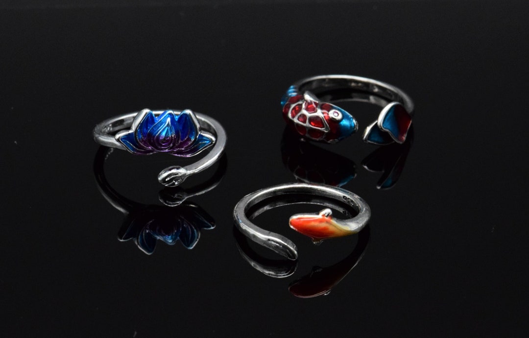 Koi Fish Ring Good Luck Japanese Adjustable Jewelry Nature Open Band ...