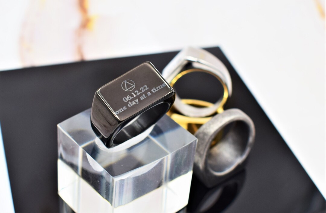 Sobriety Gift for Men AA Ring Recovery Rings Sober Man Alcoholics ...