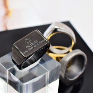 Sobriety Gift for Men AA Ring Recovery Rings Sober Man Alcoholics ...