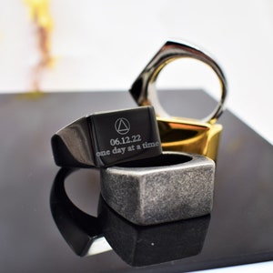 Sobriety Gift for Men AA Ring Recovery Rings Sober Man Alcoholics ...