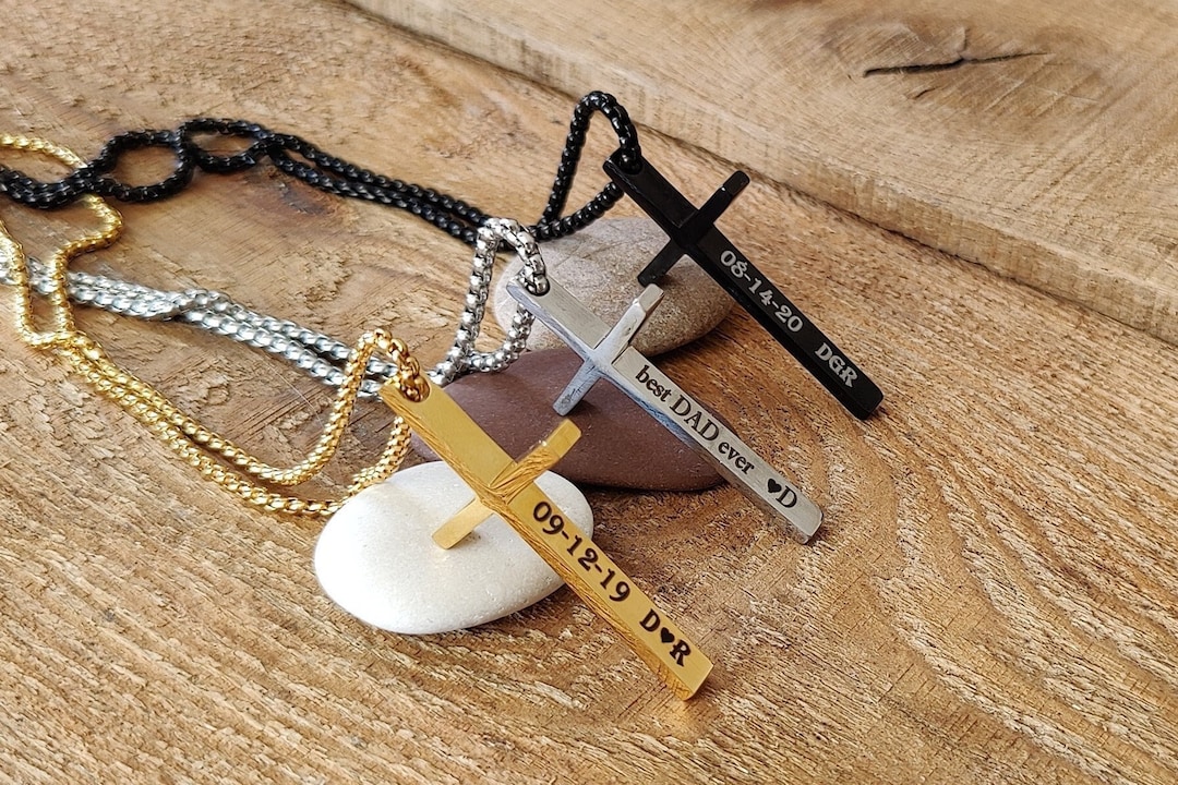 Personalized Cross Necklace Men Personalised Engraved Cross Customized ...