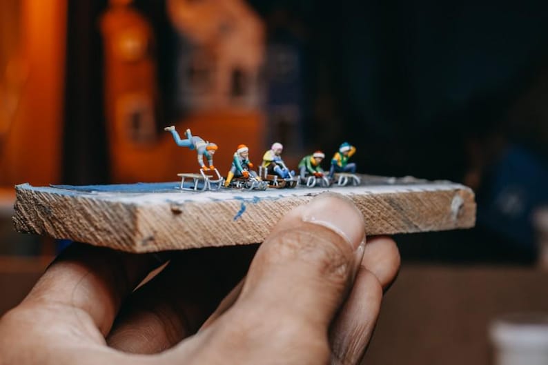 Miniature Figure Winter Slide Diorama Scale 1:87 Decoration Mini ...