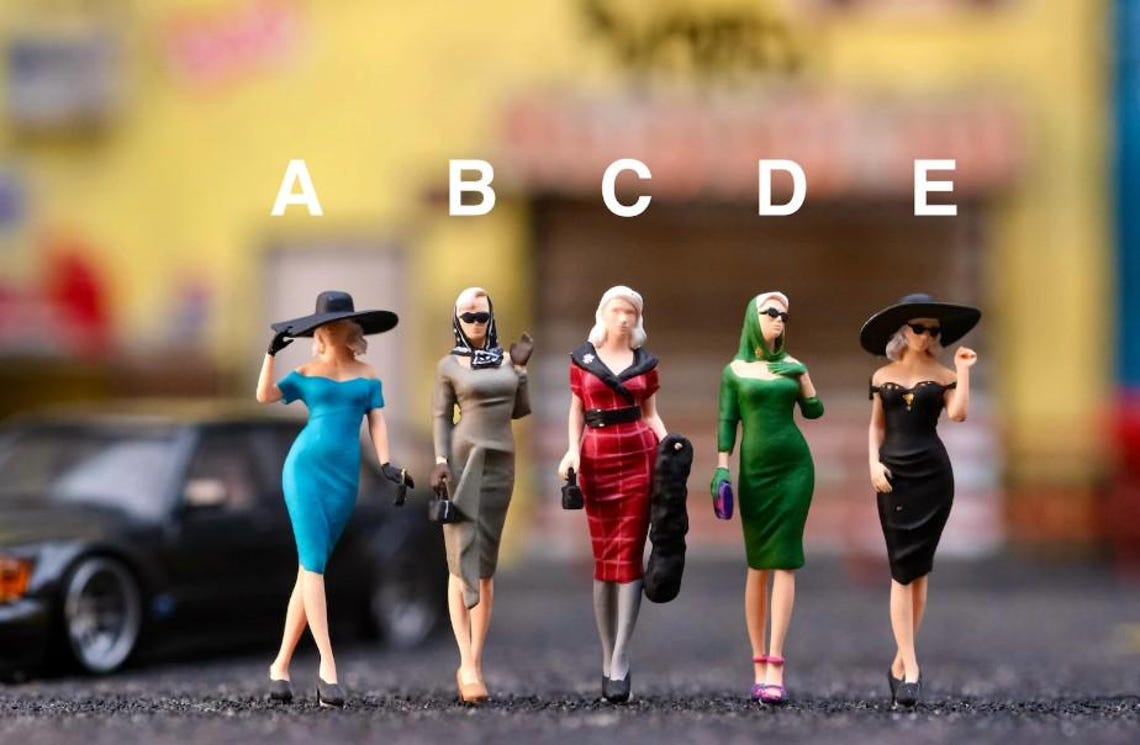 Miniature Action Figures Classic Retro Glamour Girl Mini Scale 1/87 1/ ...