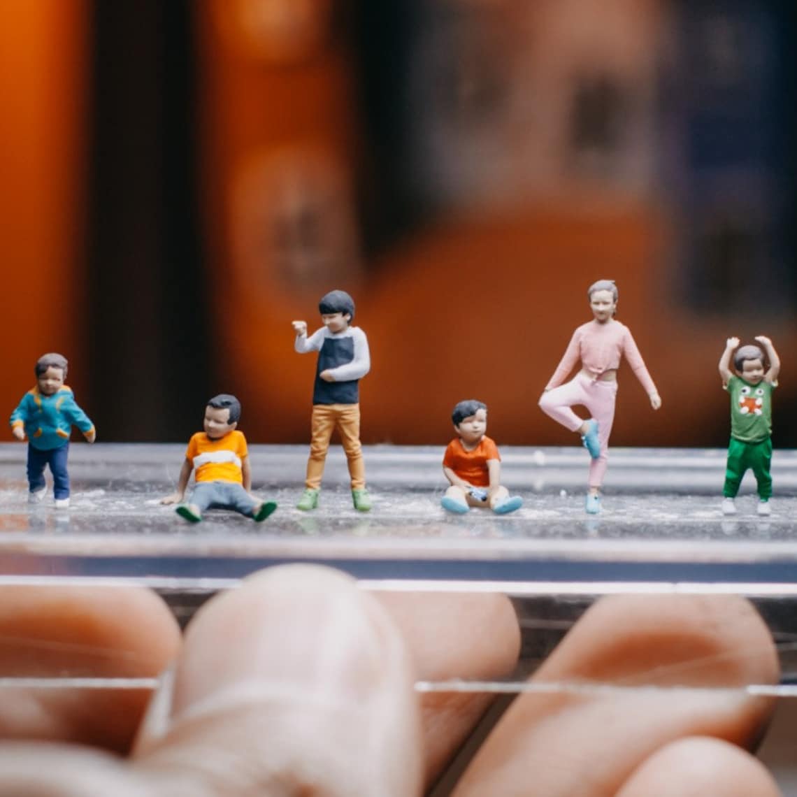 Miniature Action Figure Kids Playing Little Boys and Girls for Diorama ...