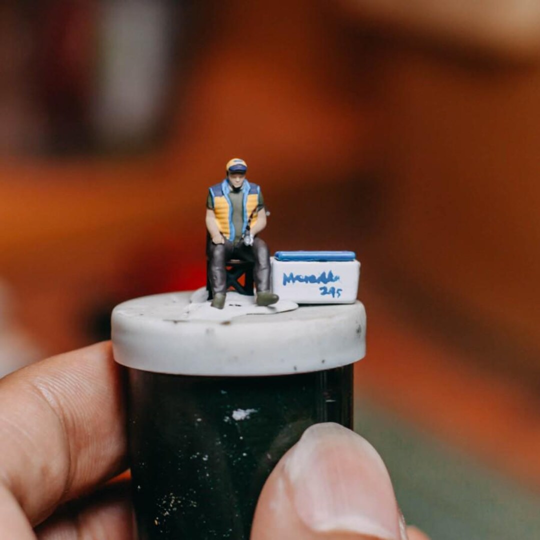 Miniature Action Figure Fishing Man Diorama Scale 1:87 No Preiser ...