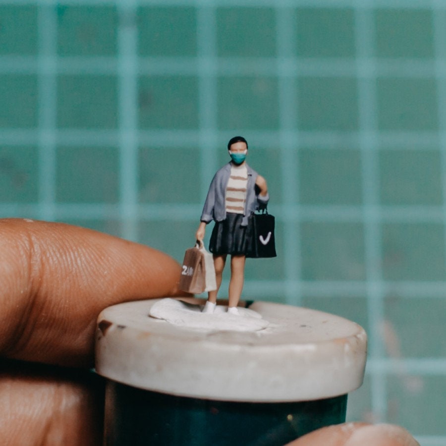 Miniature Action Figure Women Shopping for Diorama Scale 1:87 ...