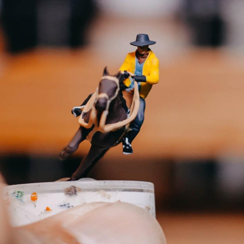 Miniature Action Figures Cowboy on Horseback Scale HO 1/87 NO Preiser ...