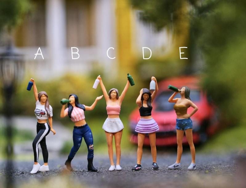 Miniature Action Figure Party Girl Scale 1/64 or 1/87 for Diecast and ...