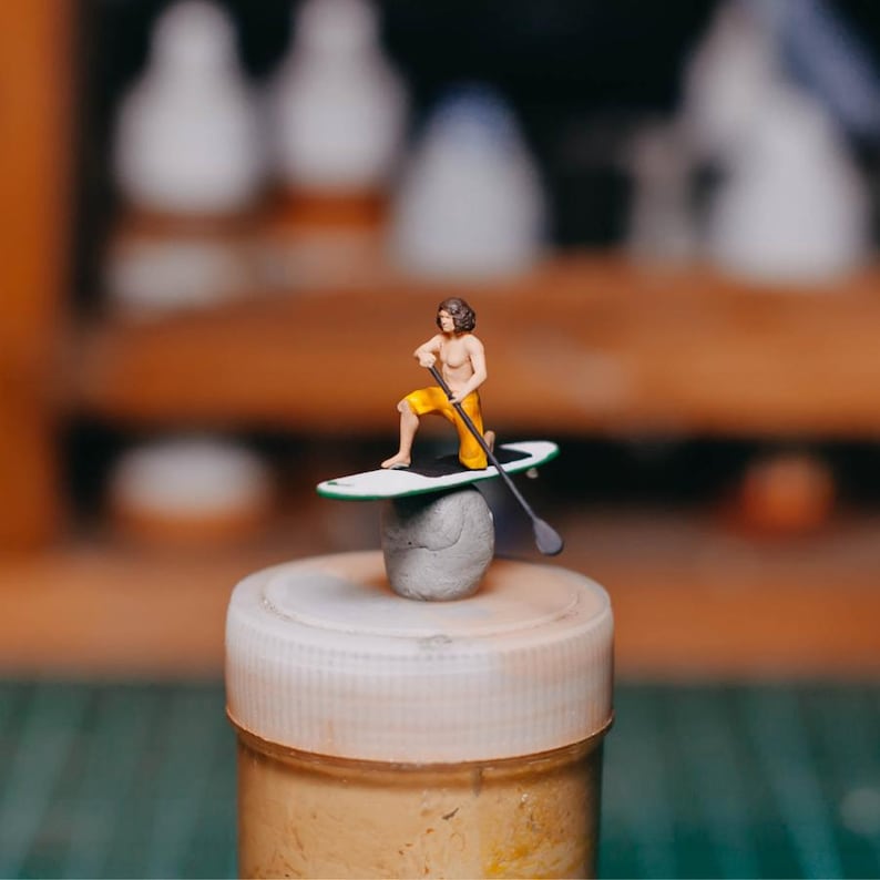 Miniature Figure Paddle Board Surf for Diorama Decoration Mini Resin ...