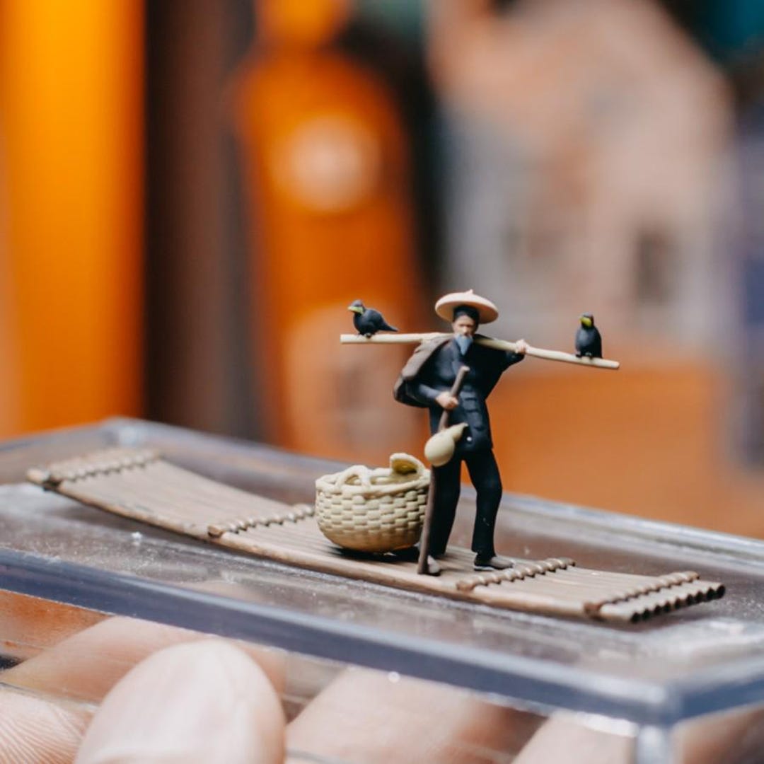 Miniature Action Figures Mini Corm Orant Fisher Scale 1/87 for Diorama ...