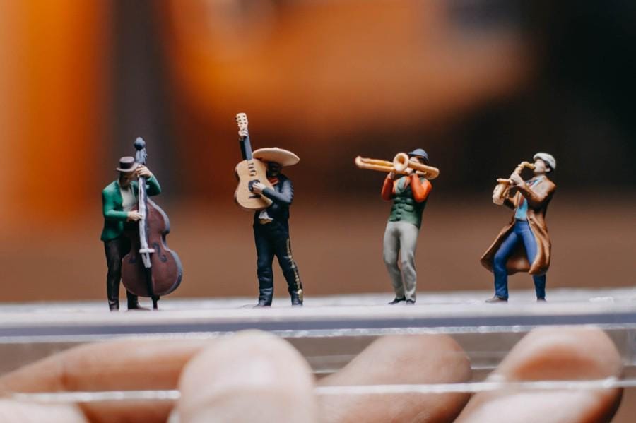 Miniature Action Figure Man Street Musician Diorama Scale 1:87 ...