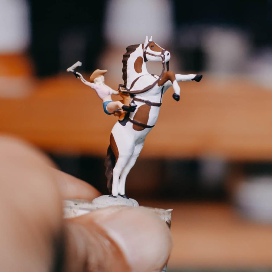 Miniature Action Figures Cowboy on Horseback Scale HO 1/87 NO Preiser ...