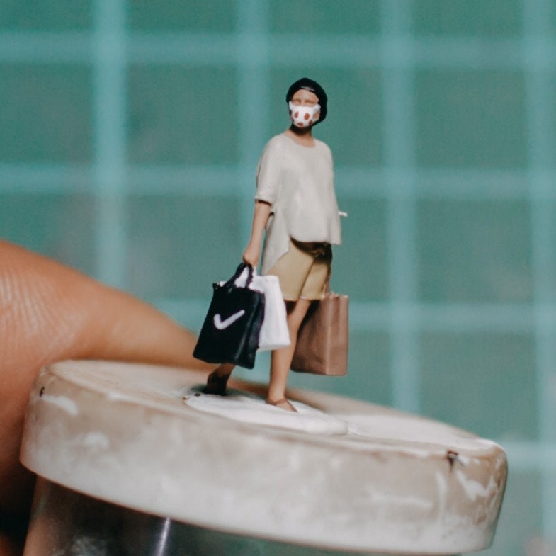 Miniature Action Figure Women Shopping for Diorama Scale 1:87 ...