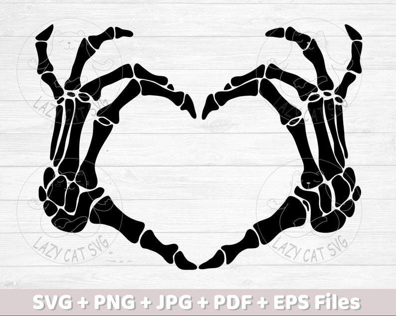 Skeleton Hand Heart Sign SVG Skeleton Hands Outline Svg Cute Halloween ...
