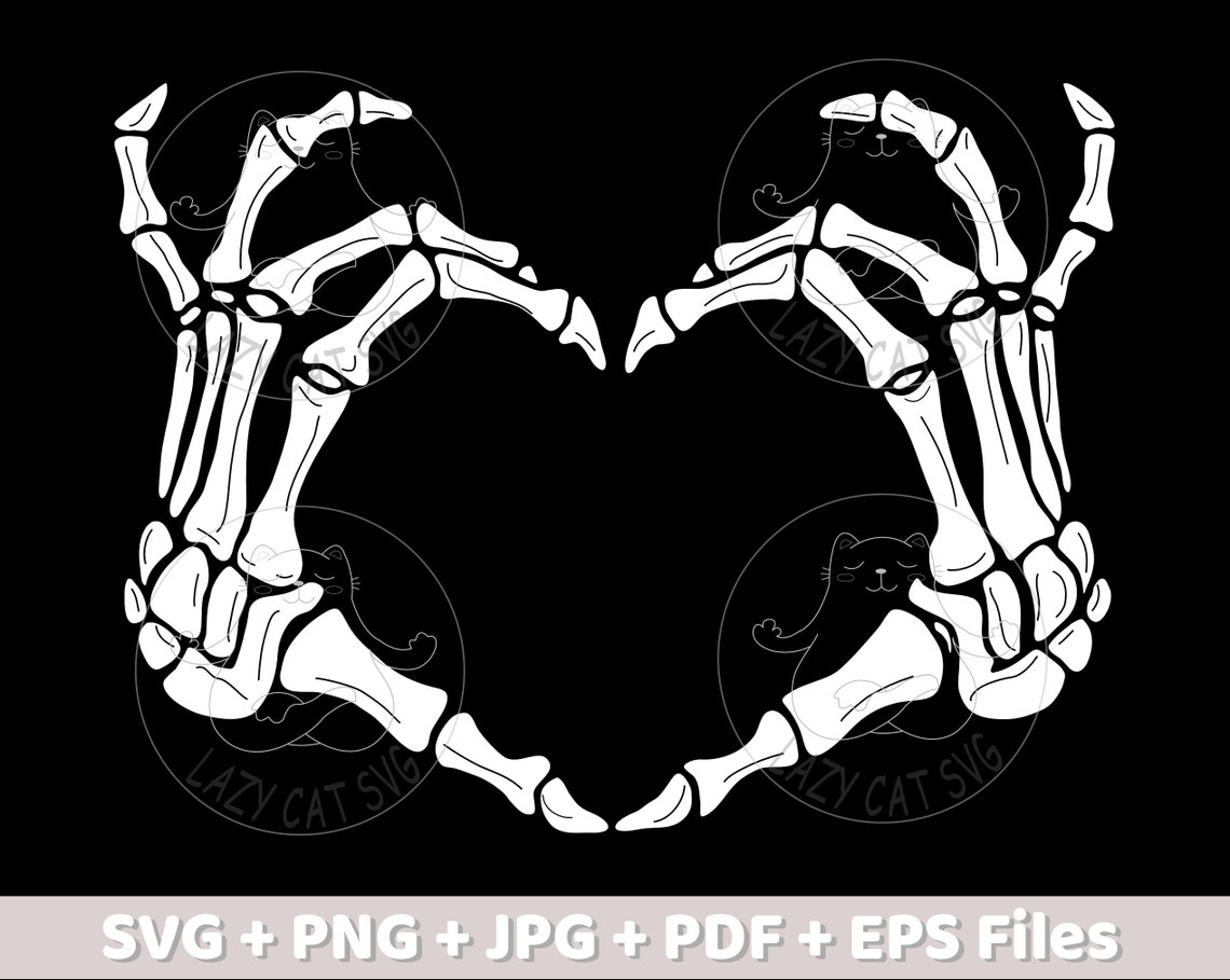 Skeleton Hand Heart Sign SVG Skeleton Heart Hands Svg Cute - Etsy
