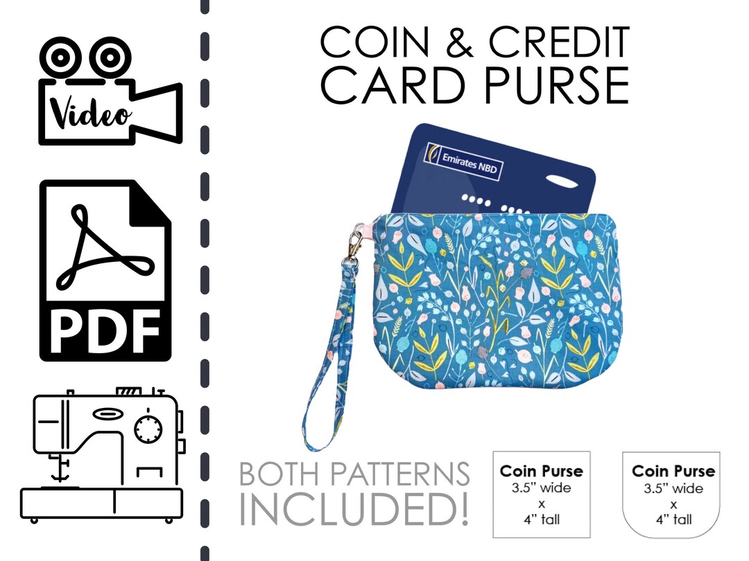 Credit Card and ID Coin Purse Sewing Pattern & VIDEO Tutorial ...