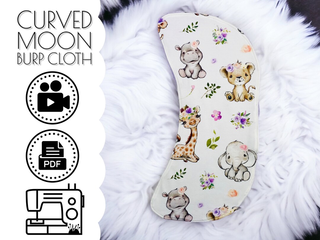 Easy Burp Cloth Sewing Pattern & VIDEO Tutorial | Curved Moon ...