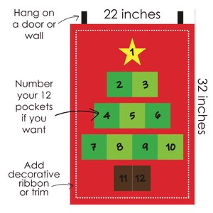 12 Days of Christmas Hanging Advent Calendar With Pockets Sewing ...